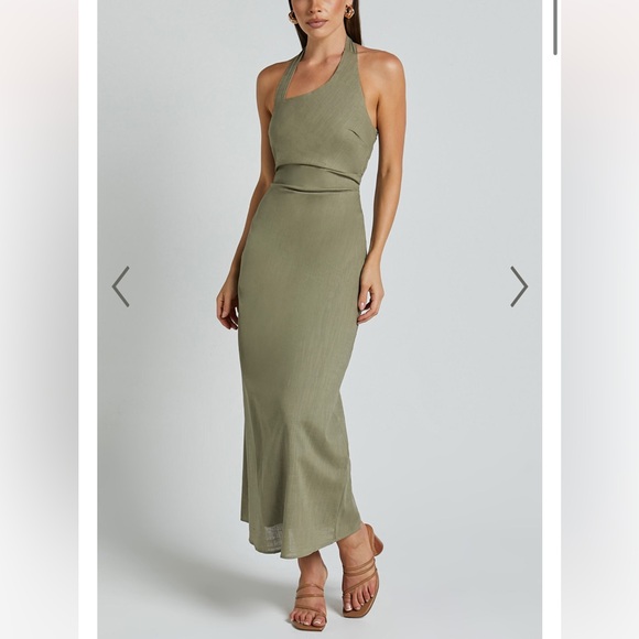 Showpo. | Dresses | Wore Once Showpo Halter Neck Linen Midi Dress ...